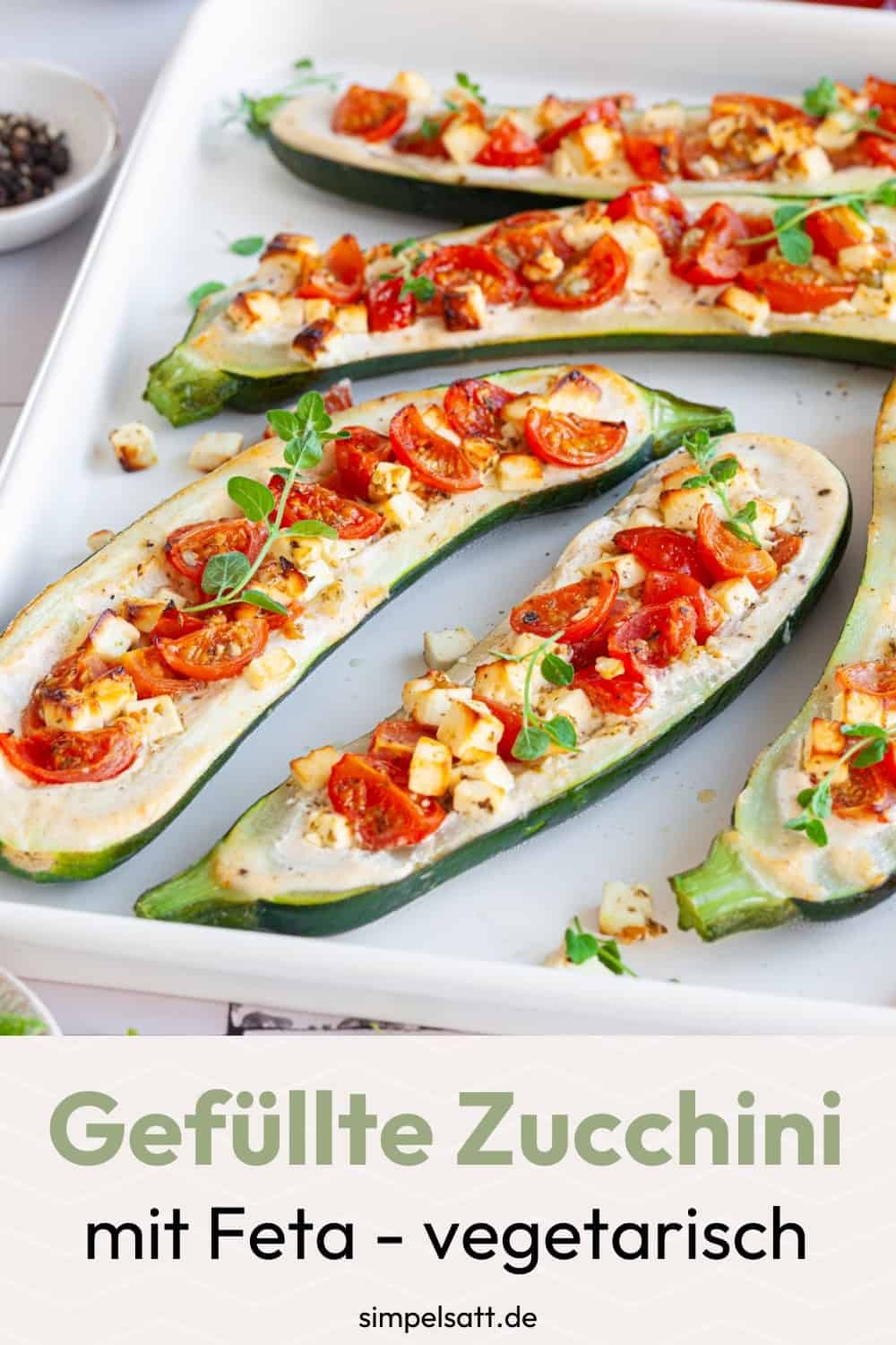 Gefüllte Zucchini mit Feta und Tomaten